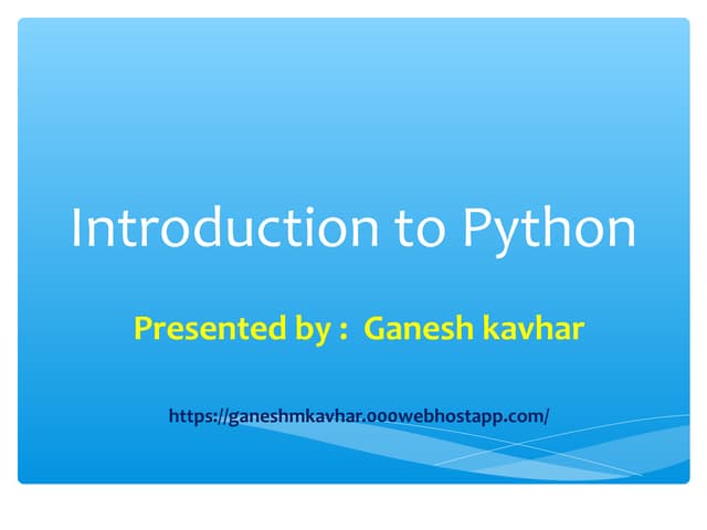 Python By Ganesh Kavhar Ppt