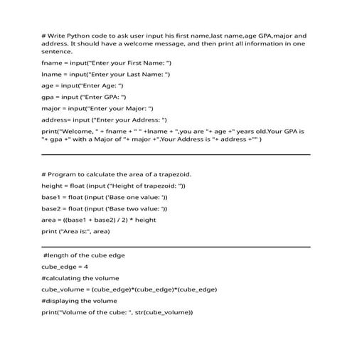Python coding for beginners !! Start now!# | DOCX