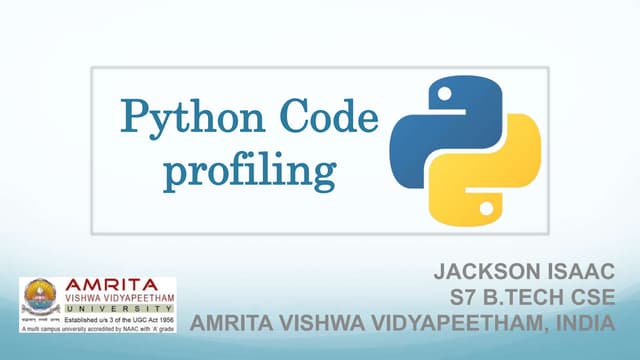 Python code profiling | PPTX Python code profiling | PPTX