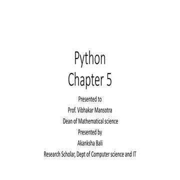 Python Basics By Akanksha Bali Ppt