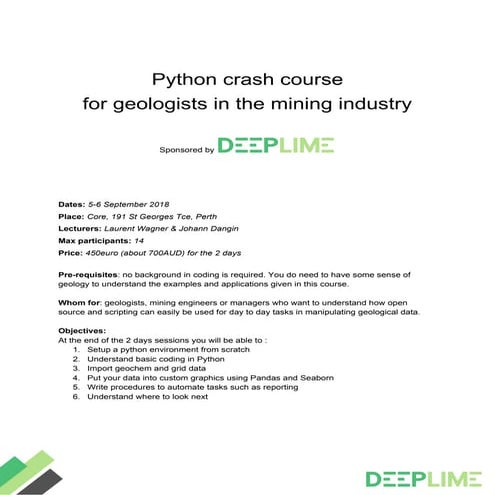 Python Crash Course For Geologists In The Mining Industry Pdf