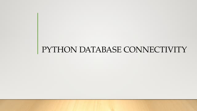 Database Connectivity Python Using Mysqlsqlitepostgre Ppt