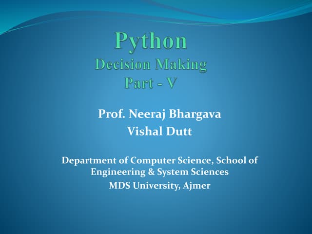 Python Decision Making Part5 Ppt