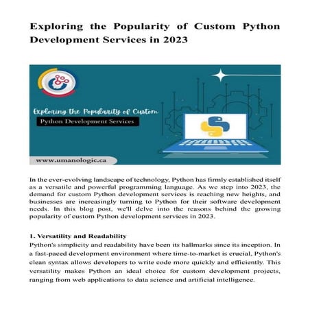 Python Development Services | Umano Logic | PDF