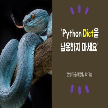 Python Dict을 남용하지 마세요 | PPT