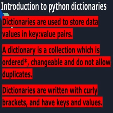 Introduction To Python Dictionaries Pptx Programming Languages