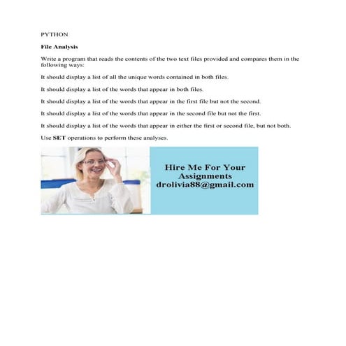 Python File Analysis Write A Program That Reads The Contents Of The Tw