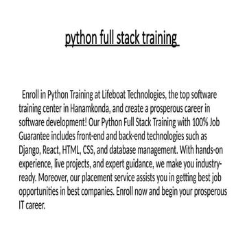 Python Training Program in Hyderabad & Hanamkonda | PPT
