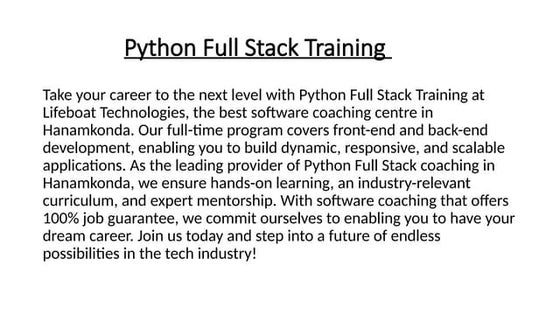 Lifeboat Technologies-Best Software Training Institute | PPT