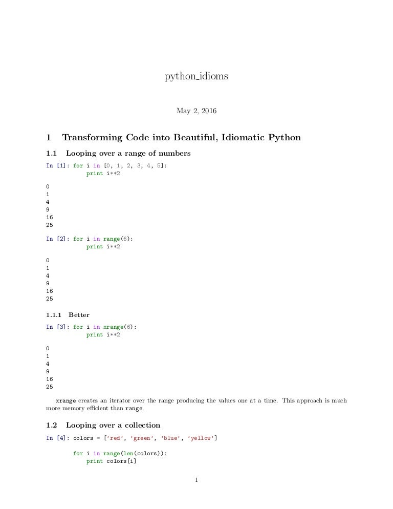 Python idioms