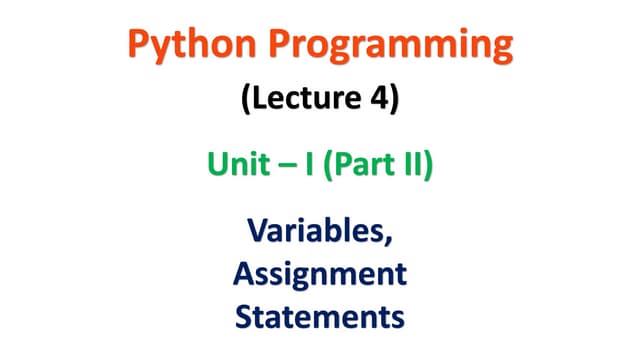 Python Variable Assignments Jntua R19 Unit 1 Ppt