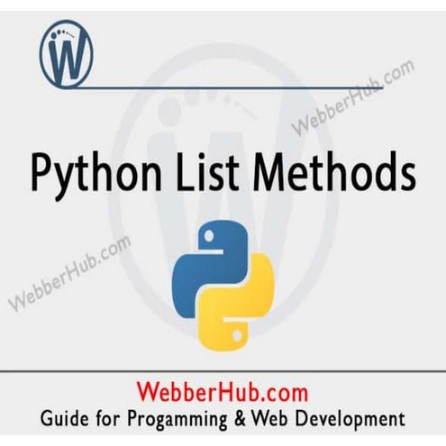 Python List Methods For Python Progamming Learners Ppt 