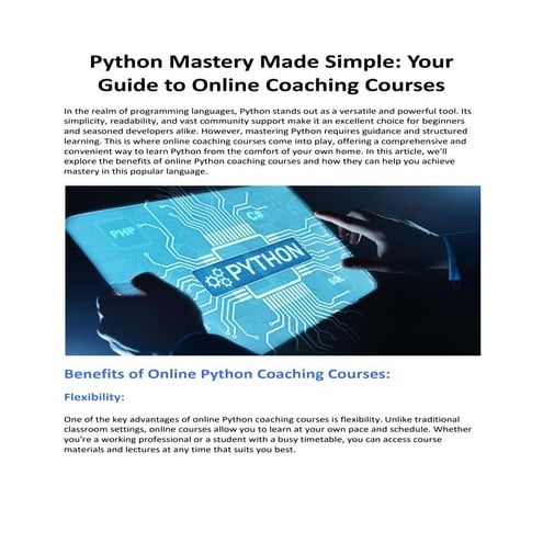 Python Mastery Made Simple Your Guide To Online Coaching Coursespdf 