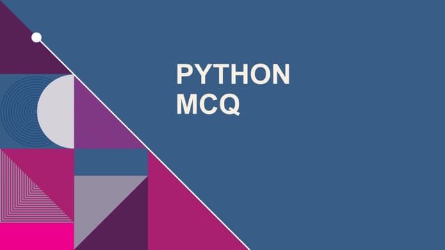Python Mcq Questions Excel Your Python Knowledge Pptx Programming Languages Computing