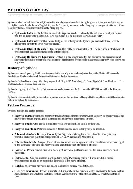 Python Overview Pdf