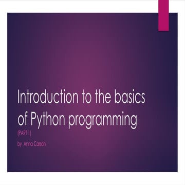 Python Introductions2 To Basics Programminpptx Programming Languages