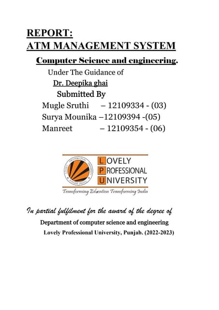 Atm simulation mini project using Python programming language | DOCX