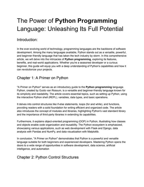 Introduction To Python Programming Language For Artificial Intelligence Ppt 