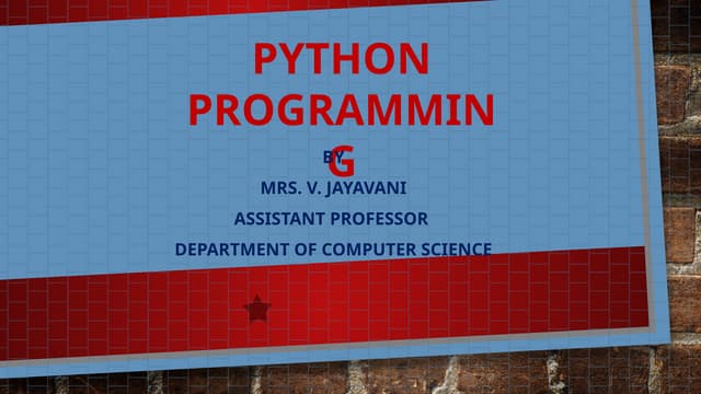 Introduction To Python Programming Language Ppt Free Download