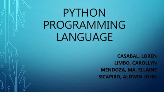 Introduction To Python Programming Language Ppt