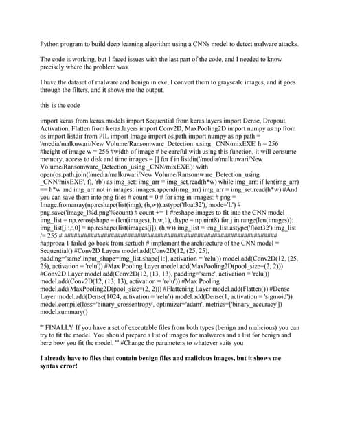 Python Program To Build Deep Learning Algorithm Using A Cnns Model Todocx