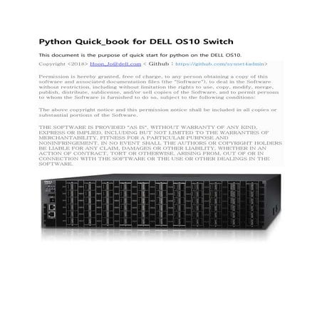 [Python] Quick book for dell switch_os10 | PDF