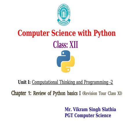 Python Revision Tour I Ppt