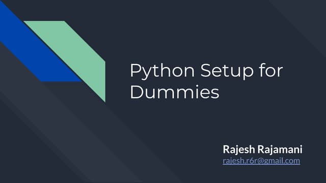 Python Setup For Dummies Ppt
