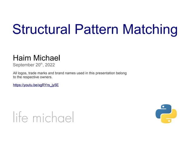 Structural Pattern Matching In Python Ppt