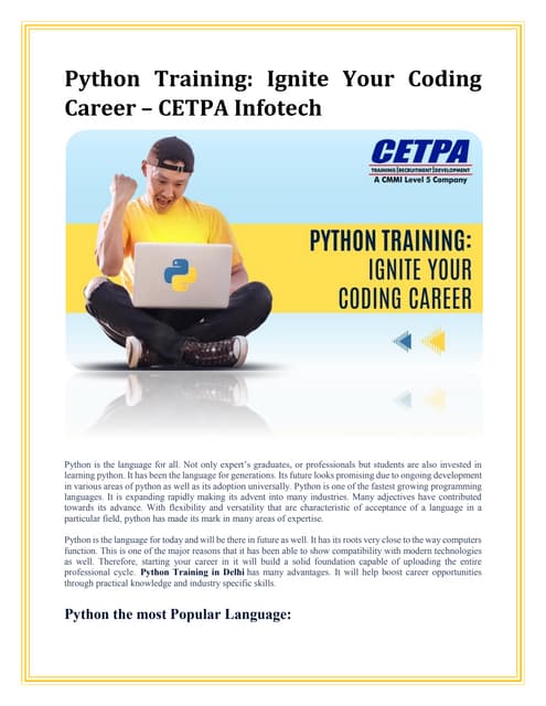Python Training Ignite Your Coding Career Cetpa Infotech Pdf