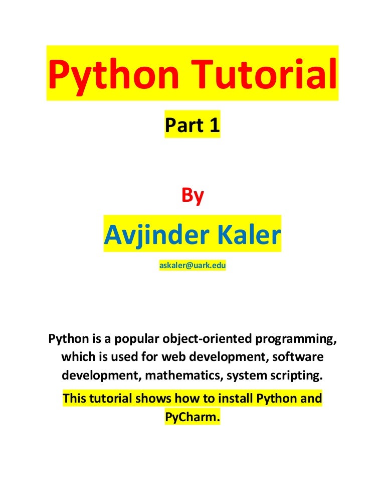 Python tutorial part 1