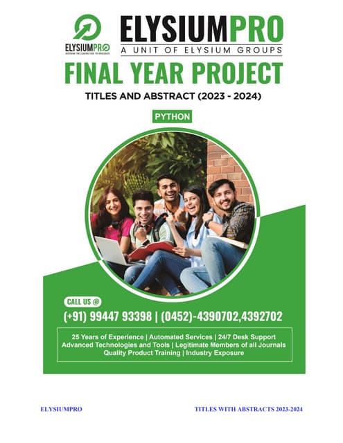 Python IEEE Project Titles 2024 - 2025 Machine Learning Projects ... Python IEEE Project Titles 2024 - 2025 Machine Learning Projects ...