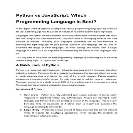 Python vs JavaScript: Choose the Right Programming Language for Your Project | PPTX