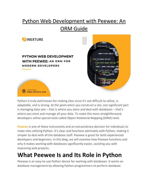 Python Web Development with Peewee: An ORM Guide | PDF Python Web Development with Peewee: An ORM Guide | PDF