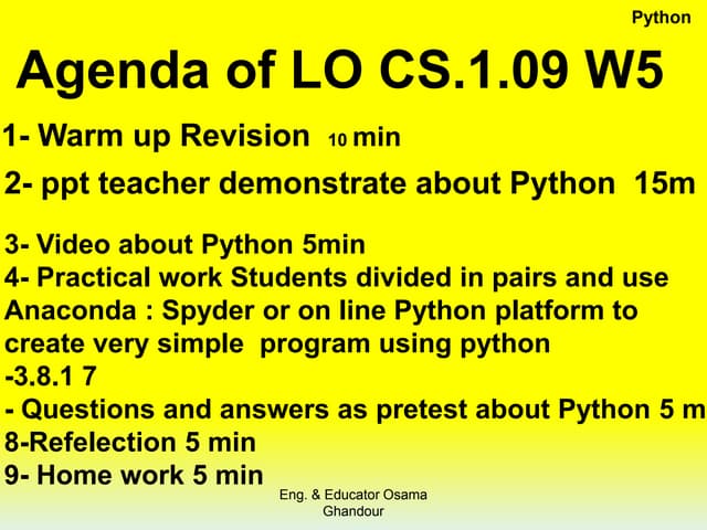Python Week 5 2019 2020 For G10 By Engosama Ghandour Ppt