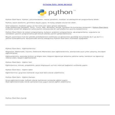 Python özel ders beykoz | PDF