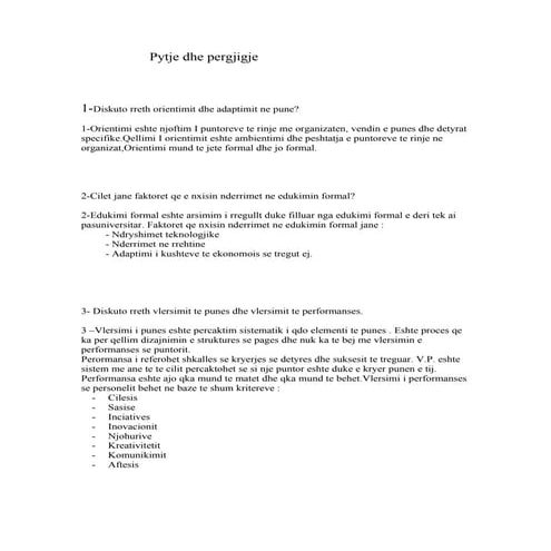 Pytje dhe pergjigje - menaxhimi e resurseve humane | DOC