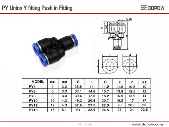 PE Union Tee Push In Pneumatic Fittings | PDF