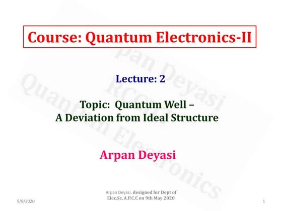 Quantum Electronics Lecture 7 | PPT