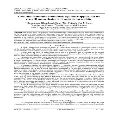 Fixed and removable orthodontic appliance application for class III ...