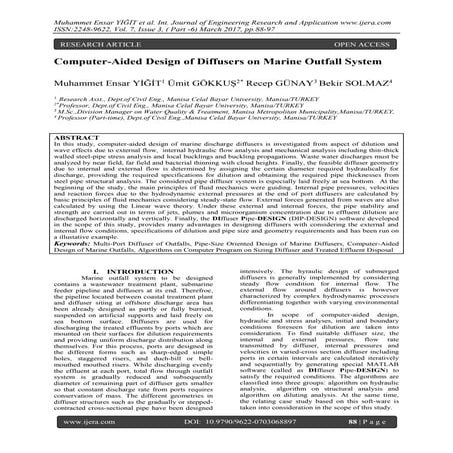 Computer-Aided Design of Diffusers on Marine Outfall System | PDF