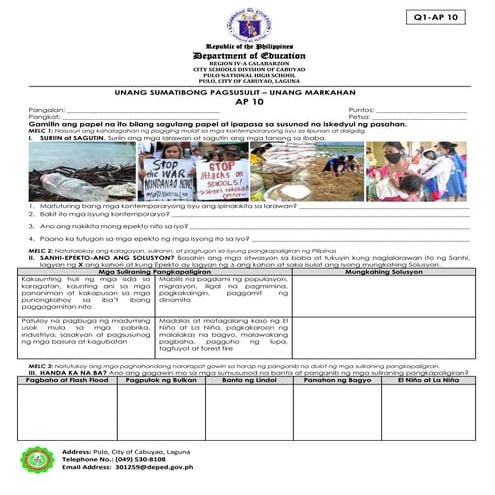 AP10_1st Summative Test (Quarter 1 - Wk1-4) | PDF