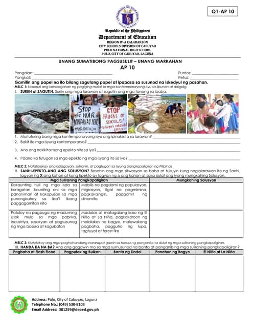 Ap10 q1 mod2_mga-isyung-pangkapaligiran_v2 pdf | PDF