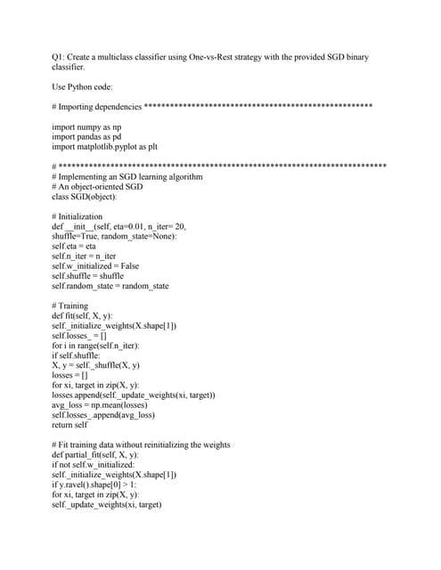 Q1 Create A Multiclass Classifier Using One Vs Rest Strategy With Thedocx 5578