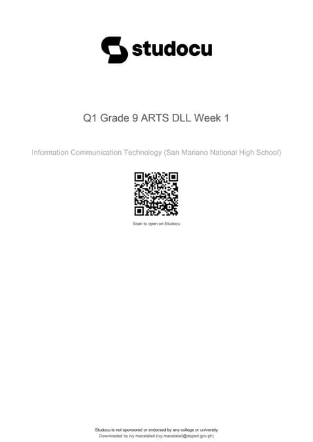 Q1 grade 9 arts dll week 1 | DOCX