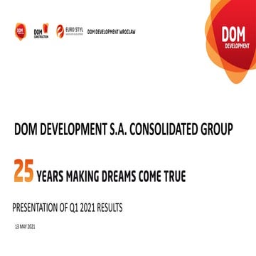 Dom Development Group Q1 2021 Results Presentation | PDF | Business ...