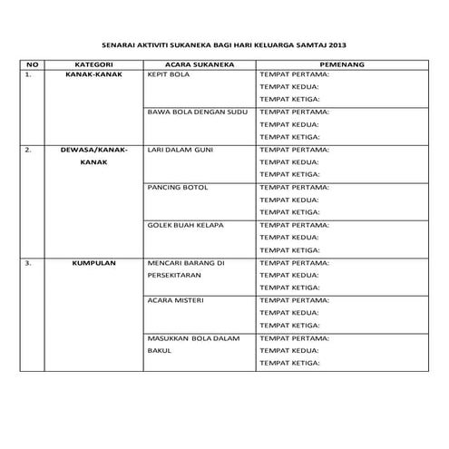 List sukaneka | DOCX