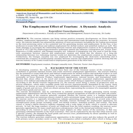 The Employment Effect of Tourism: A Dynamic Analysis | PDF
