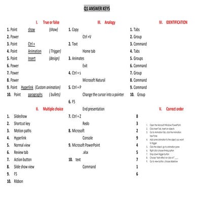 Q1= anwer key | DOCX | Computer Animation | Computer Software and ...