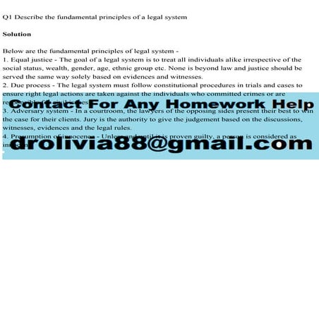 Q1 Describe the fundamental principles of a legal systemSolution.pdf